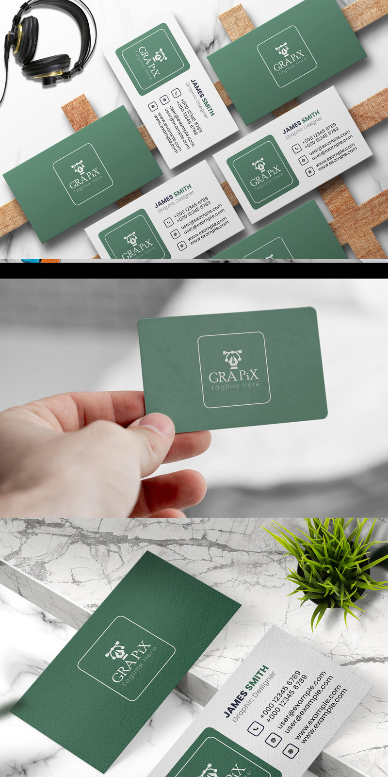 Green & White Simple Business Card - TemplateMonster