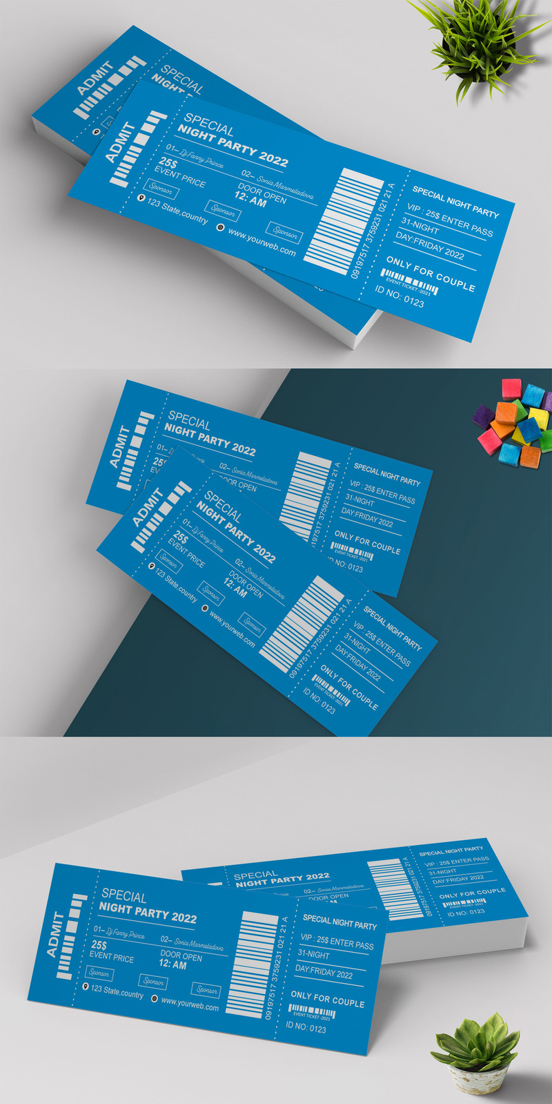 Modelo de layout de ingressos para eventos - TemplateMonster