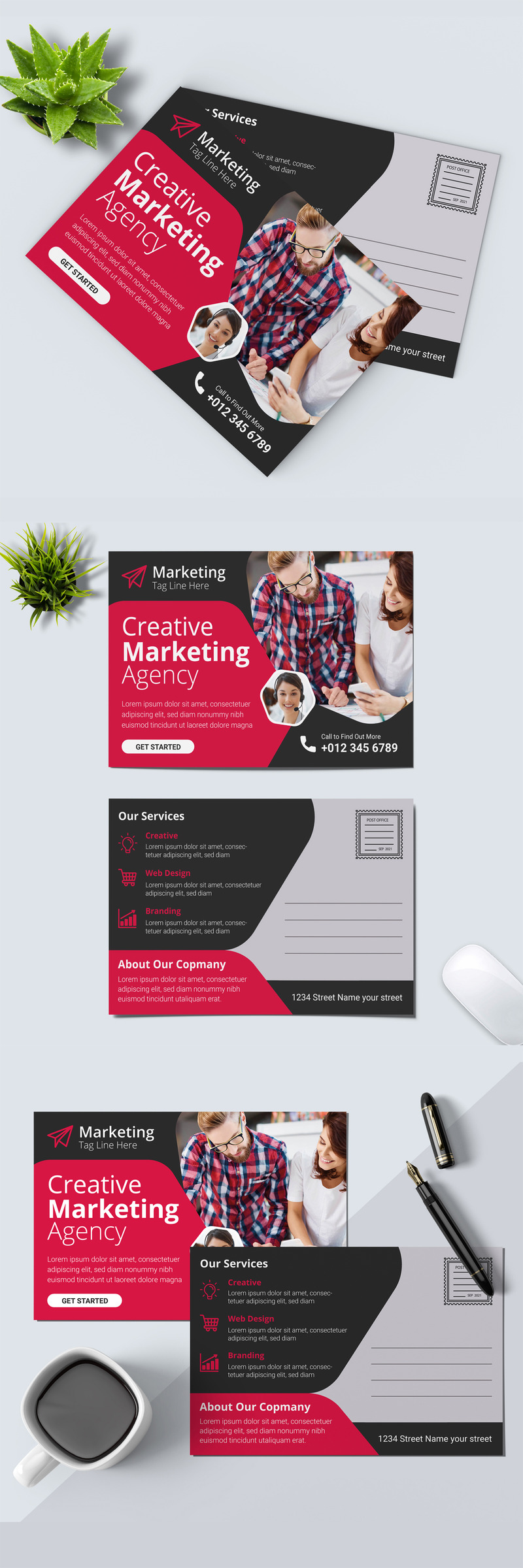 Postal de marketing empresarial #374241 - TemplateMonster