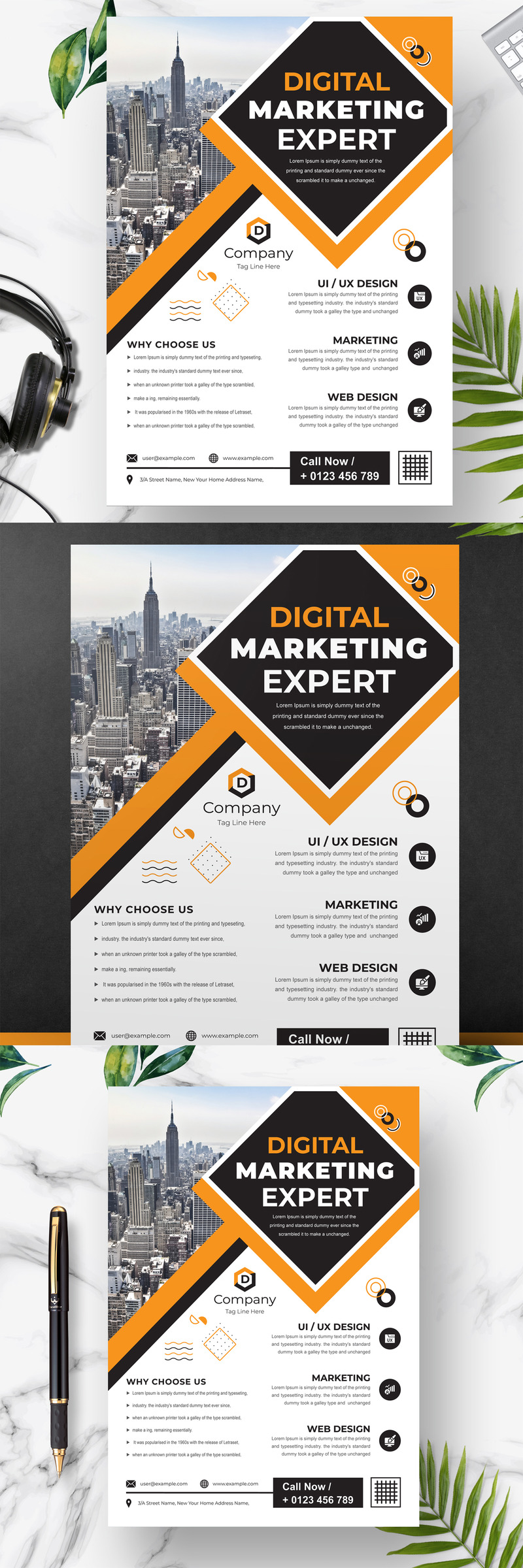 Marketing Company Flyer Design Template - TemplateMonster