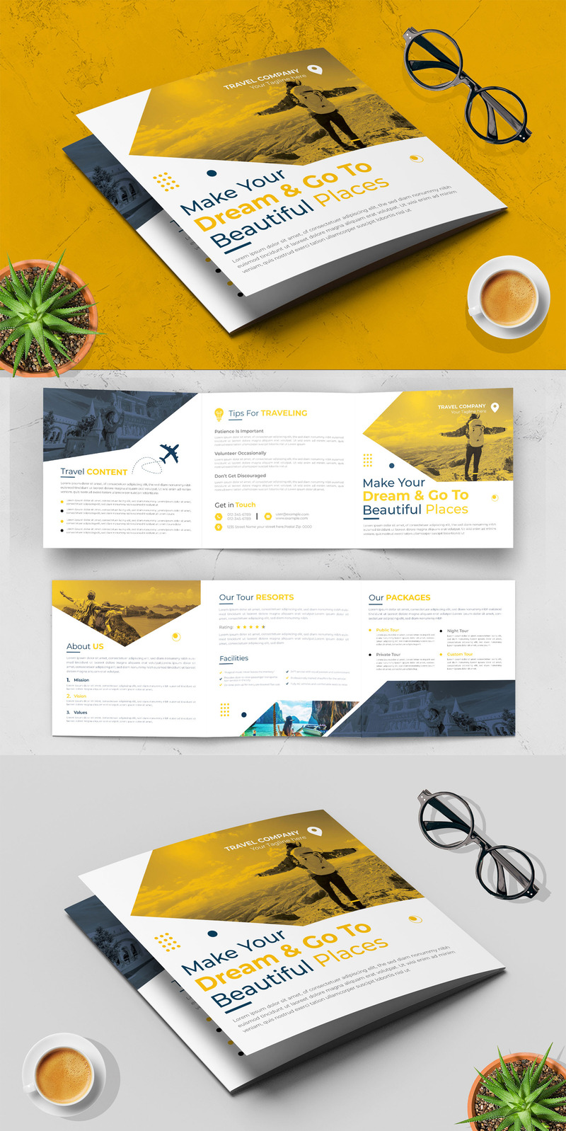 Travel Square Trifold Brochure Template - TemplateMonster