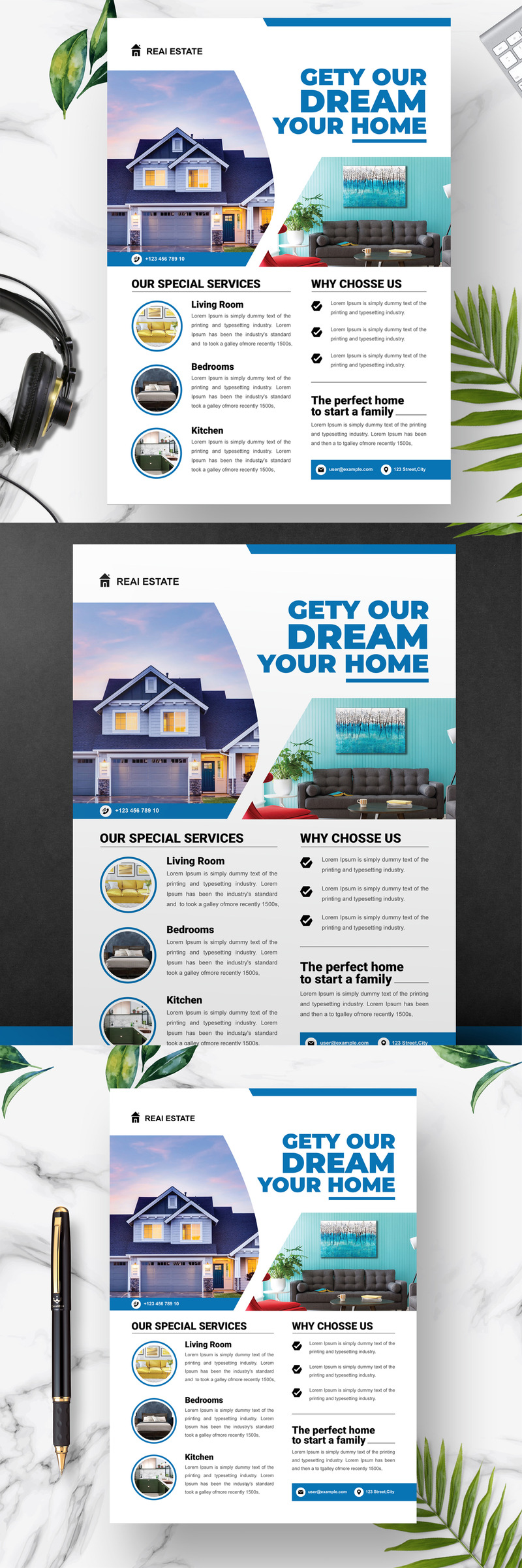 Pro Real Estate Flyer Template #373884 - TemplateMonster