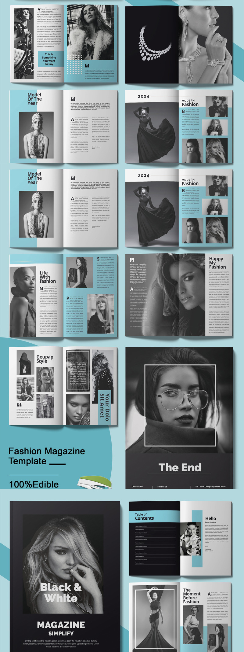 Black & White Fashion Magazine Template