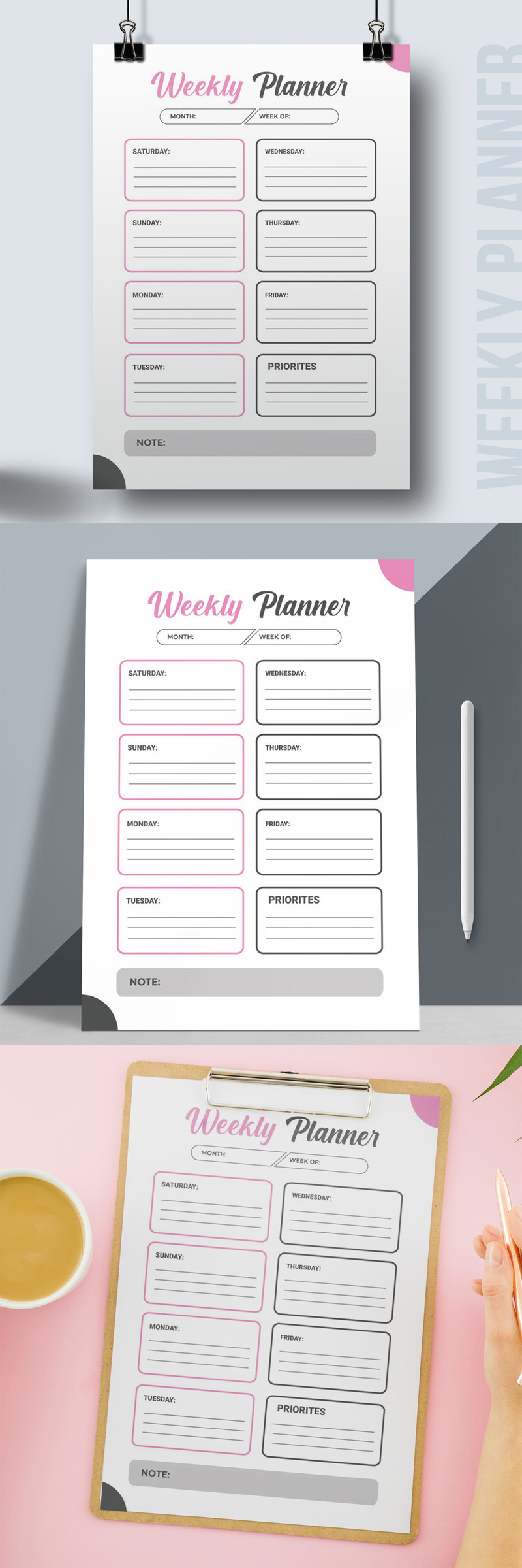 Simple Weekly Planner Template #374490 - TemplateMonster