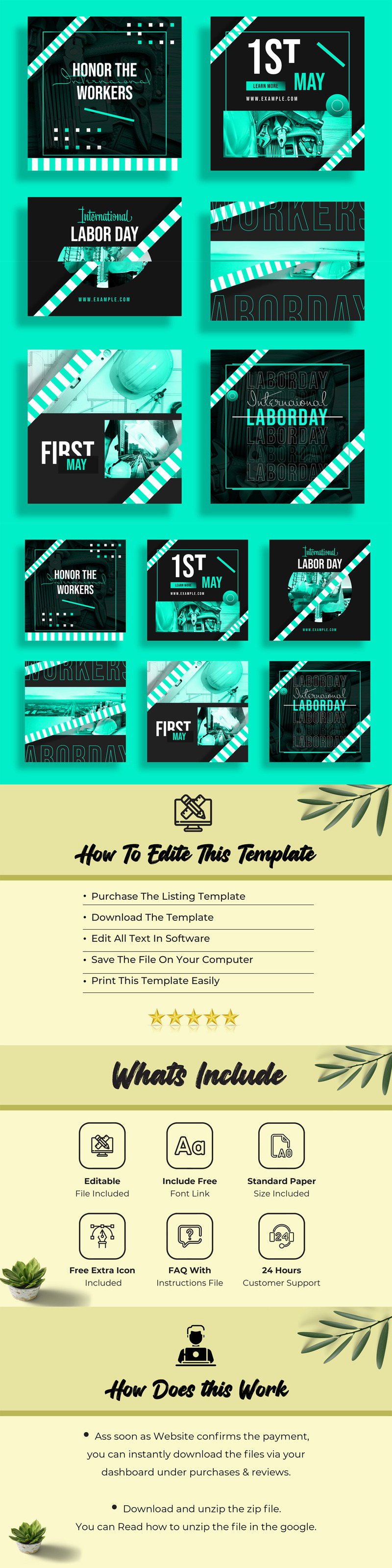 Plantilla del Día Internacional del Trabajo - TemplateMonster