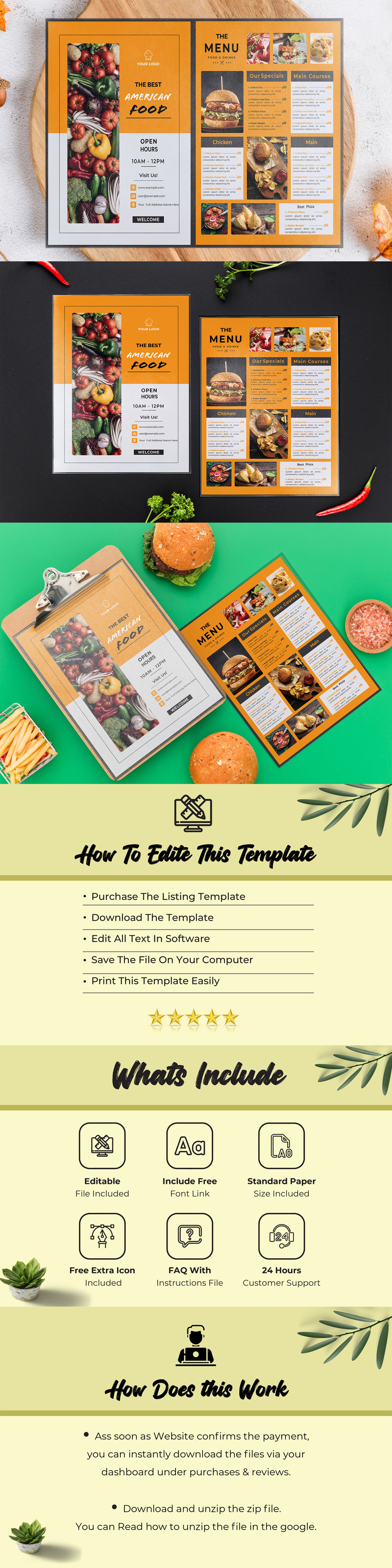 Yellow Food Menu Template Layout #376917 - TemplateMonster