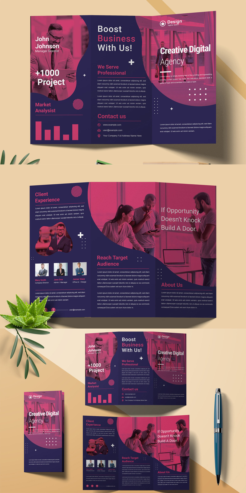 Business Trifold Brochure - Design Layout - TemplateMonster
