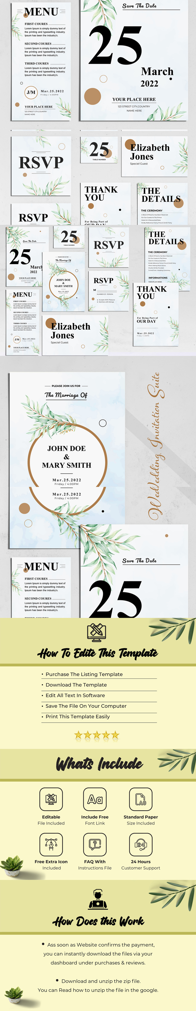 Wedding Invitation Suite Template Layout - TemplateMonster