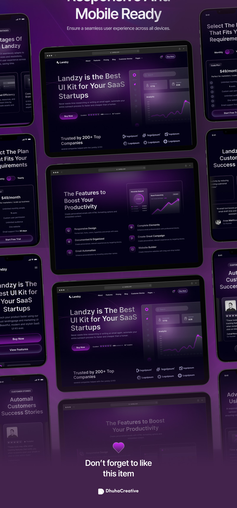 Landzy - SaaS Landing page UI Kit #379004 - TemplateMonster