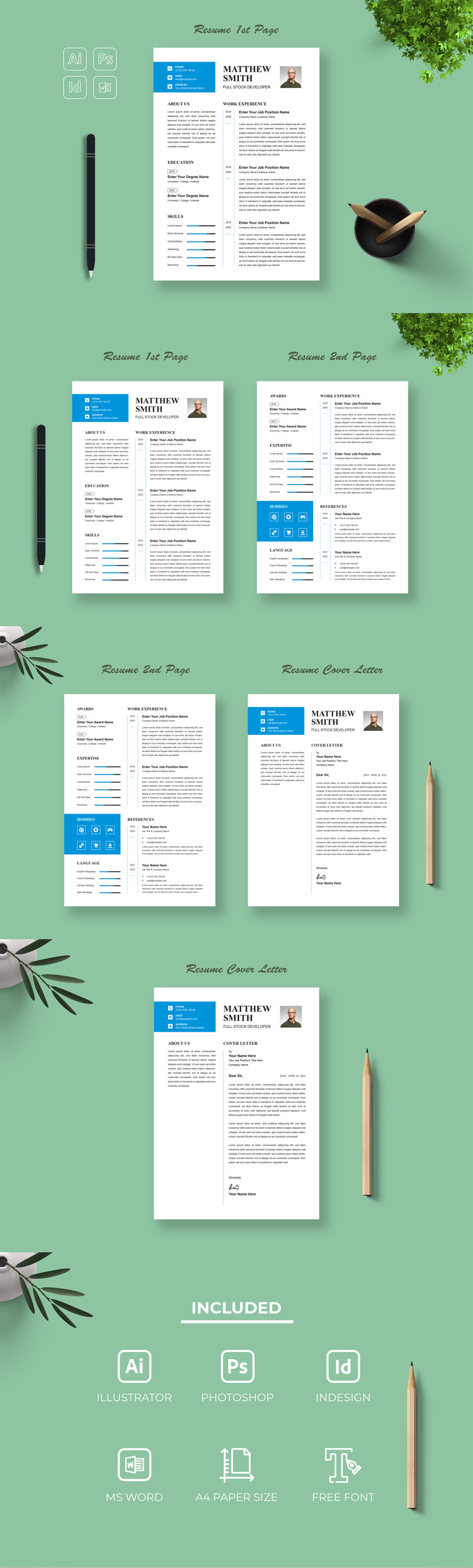 Creative Resume Layout with Cover Letter - TemplateMonster