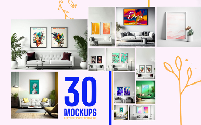 Poster Frames Mockup Bundle - 30 Interior Scenes