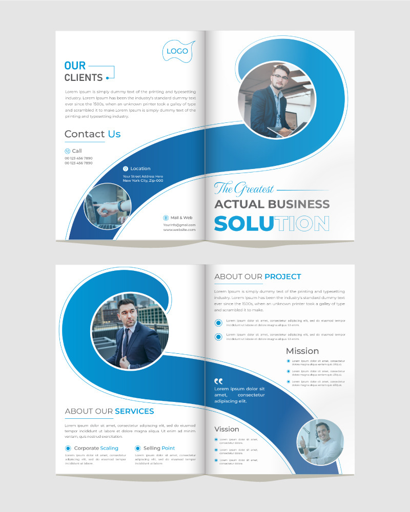 Modern Business Corporate Bi-fold Brochure Design Template