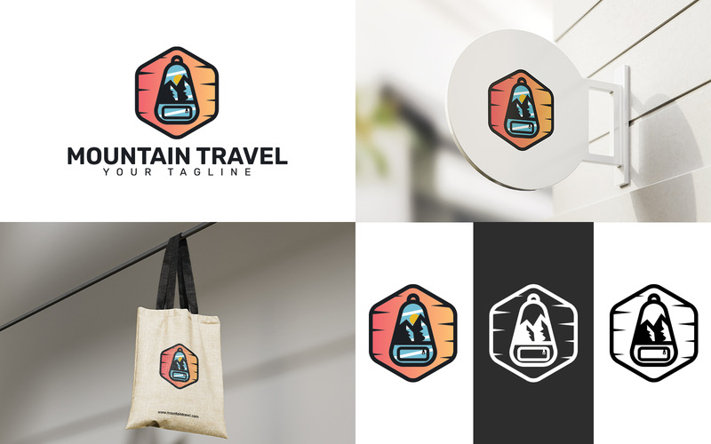 Mountain Travel Backpack Logo Template - TemplateMonster