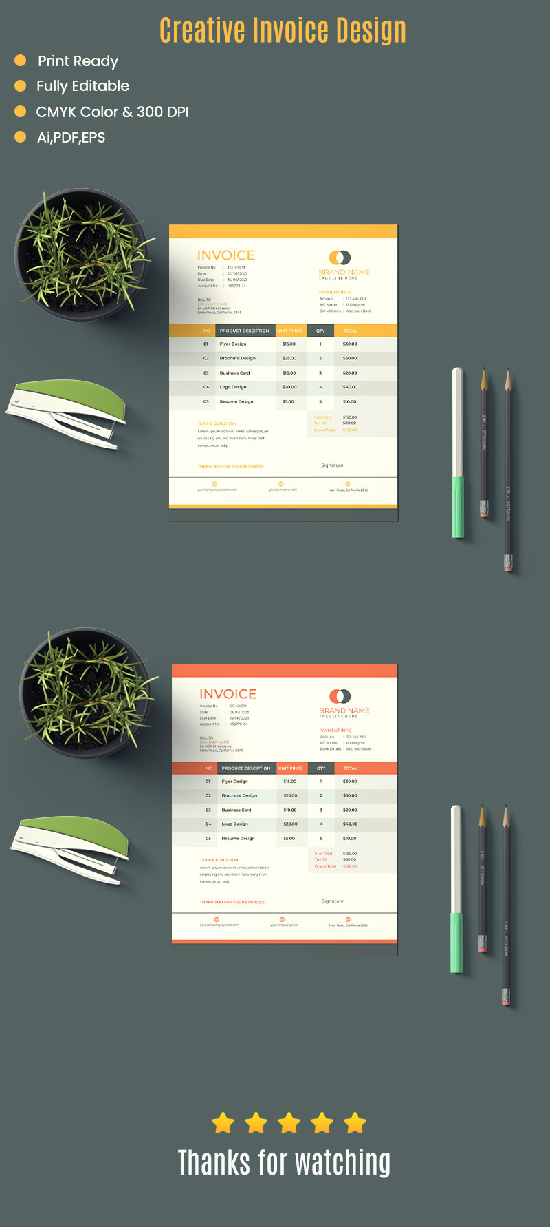 Creative Memo I Bill I Invoice design template