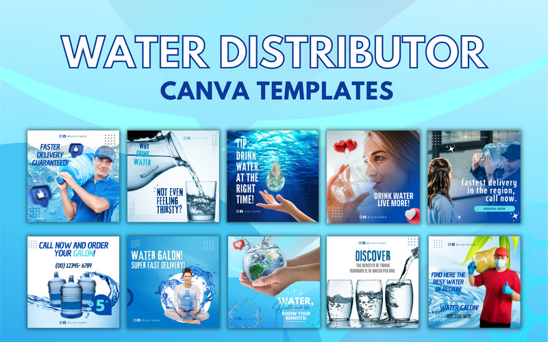 30 Water Distributor Canva Templates For Social Media