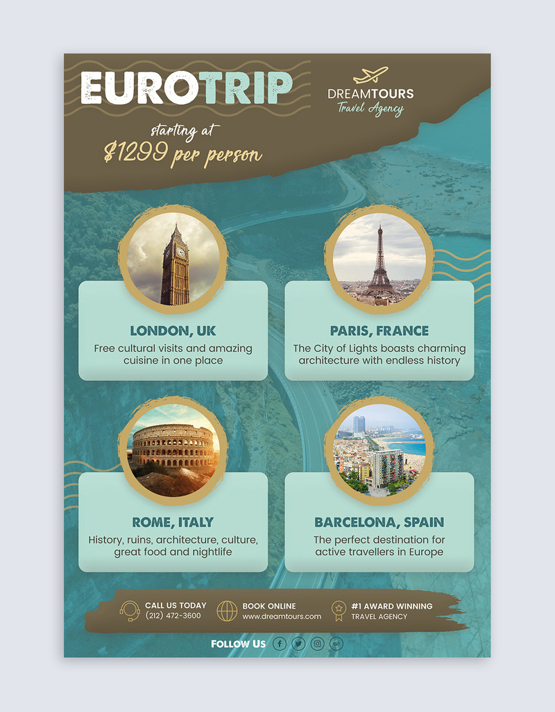 Travel and Tours Flyer Template #349488 - TemplateMonster