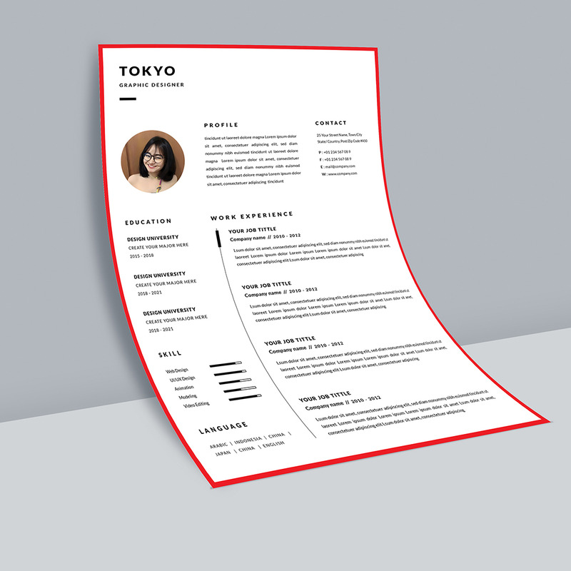 Tokyo Minimalist CV Resume Template #349511 - TemplateMonster