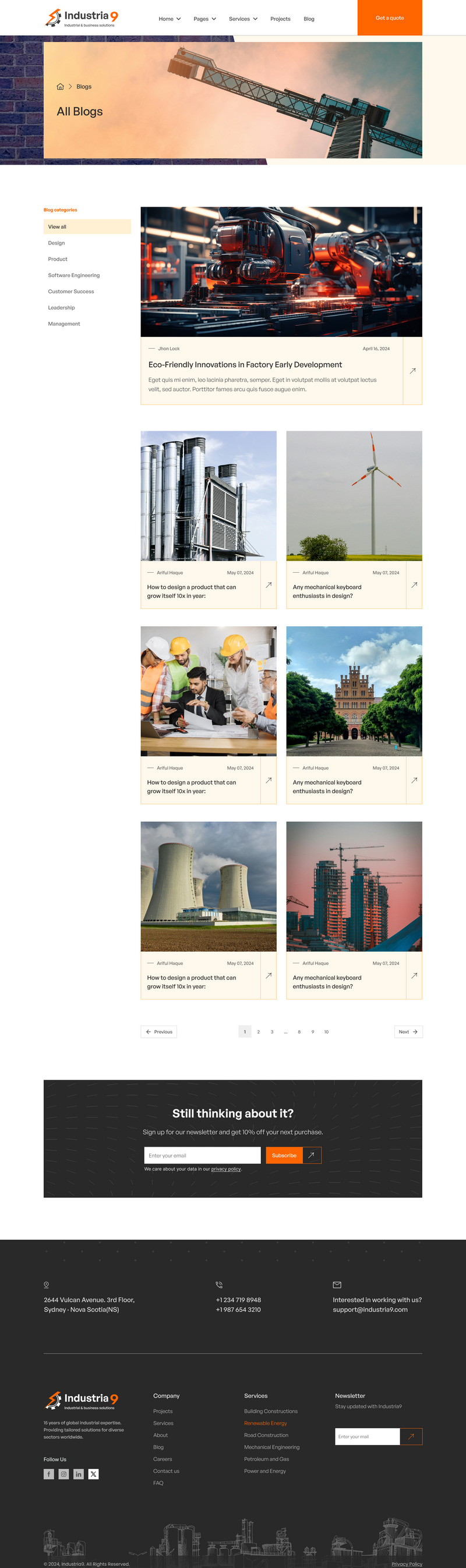 Industria9 - Factory, Industrial, and Building Construction Figma Template