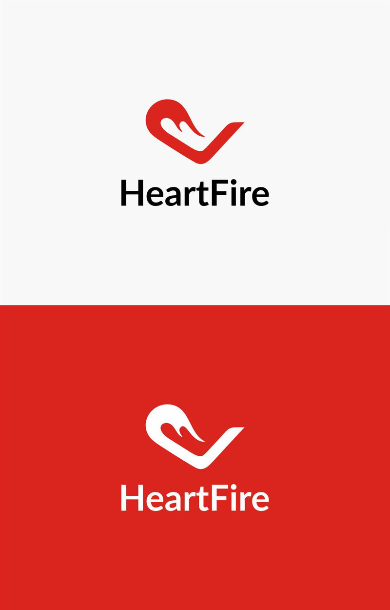 Letter V _ Heart Fire Logo design Template - TemplateMonster
