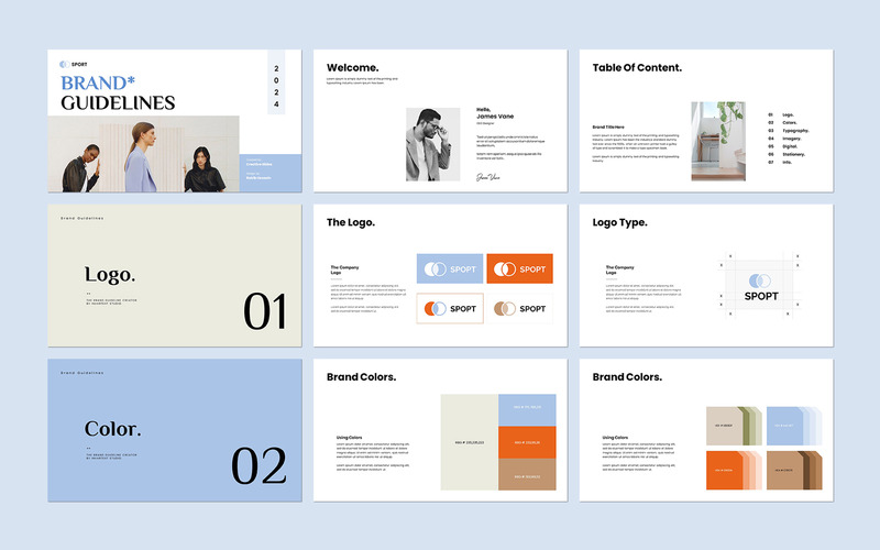 Brand Guidelines Guide PowerPoint Template - TemplateMonster
