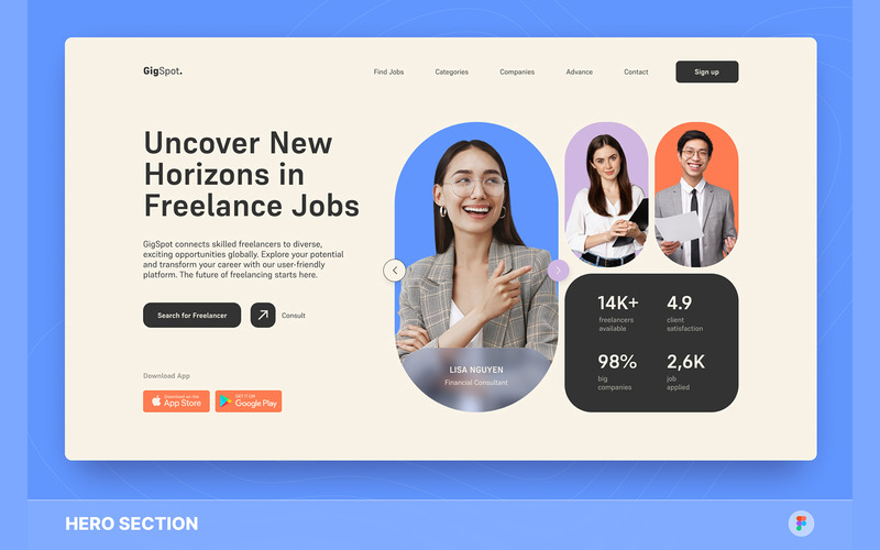 GigSpot - Freelance Board Hero Section Figma Template