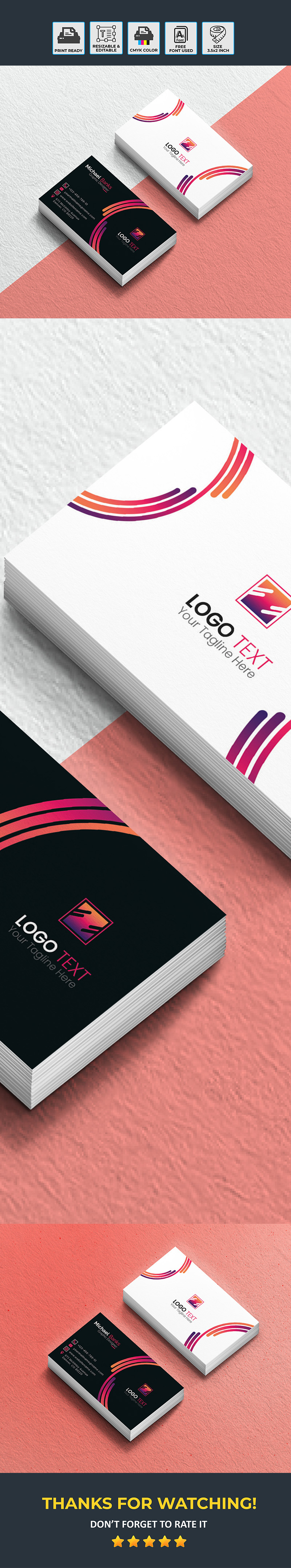 Business Card Template - Front White and Back Black