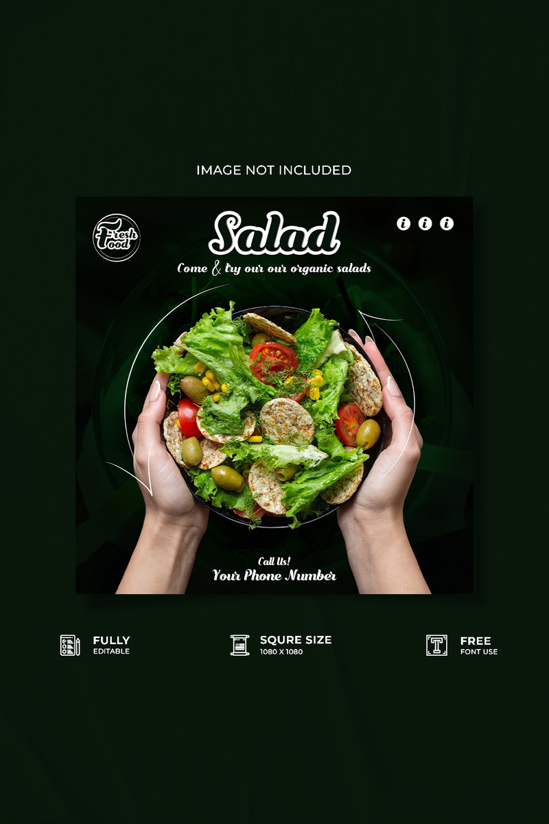 Restaurant salad food advertisement social media poster design
