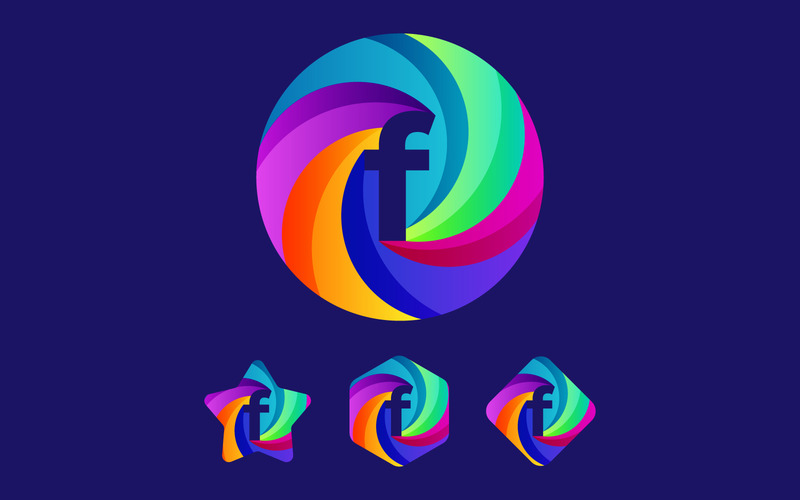 Création de logo lettre f rond tourbillons 3D colorés