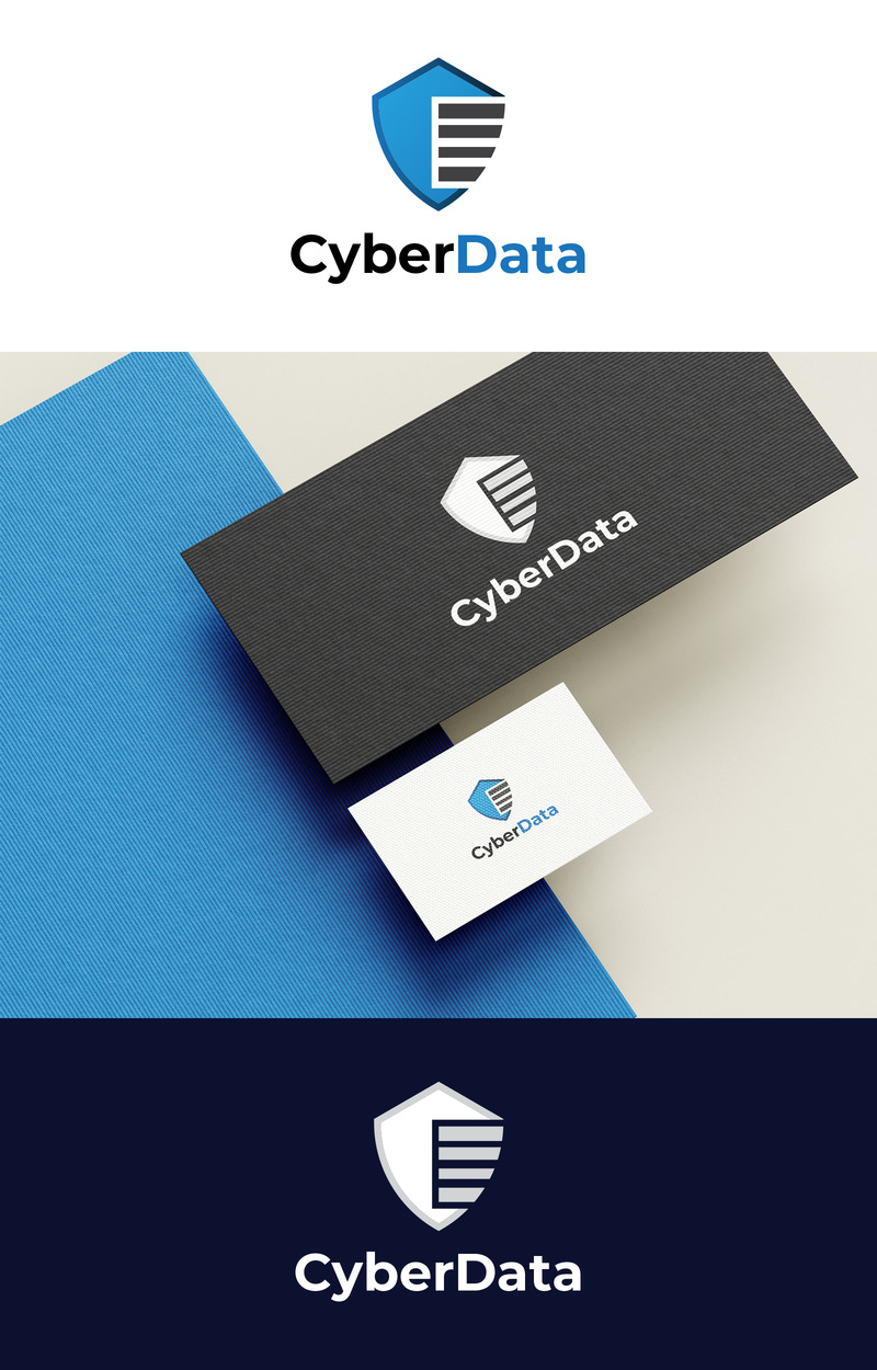 Cyber data shield logo design template - TemplateMonster