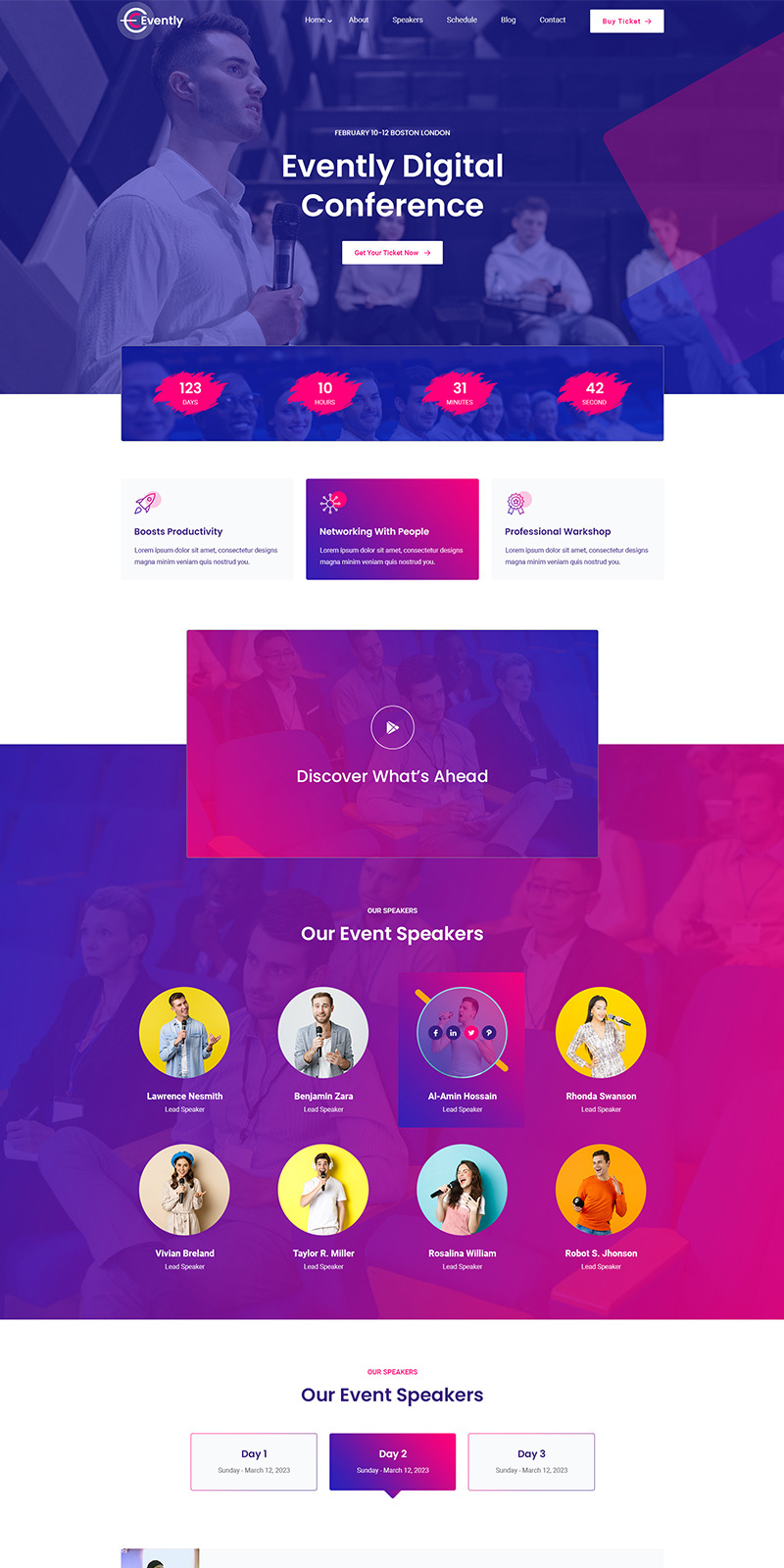 Conferencia digital Evently - Plantilla PSD - TemplateMonster