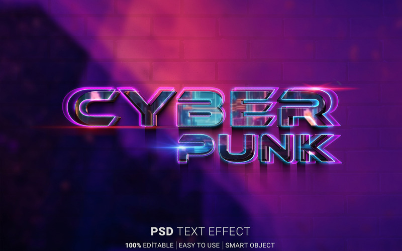 CyberPunk Text Neon Effect Mockup #363280 - TemplateMonster