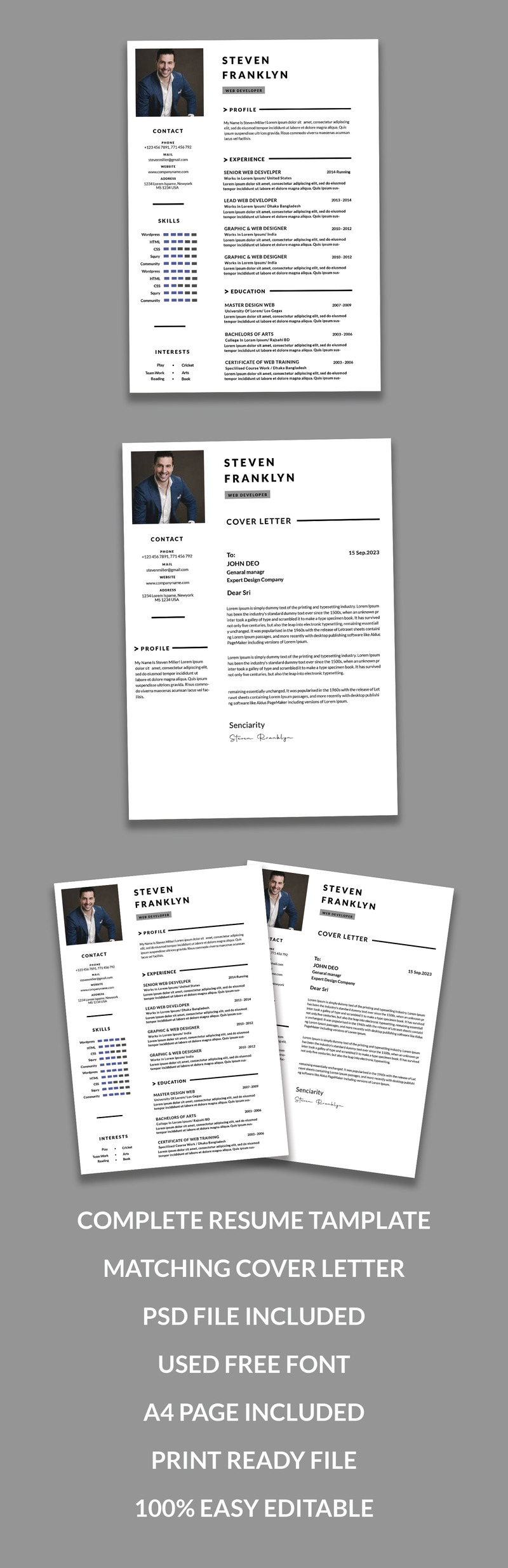Modern resume template design. PSD #370294 - TemplateMonster