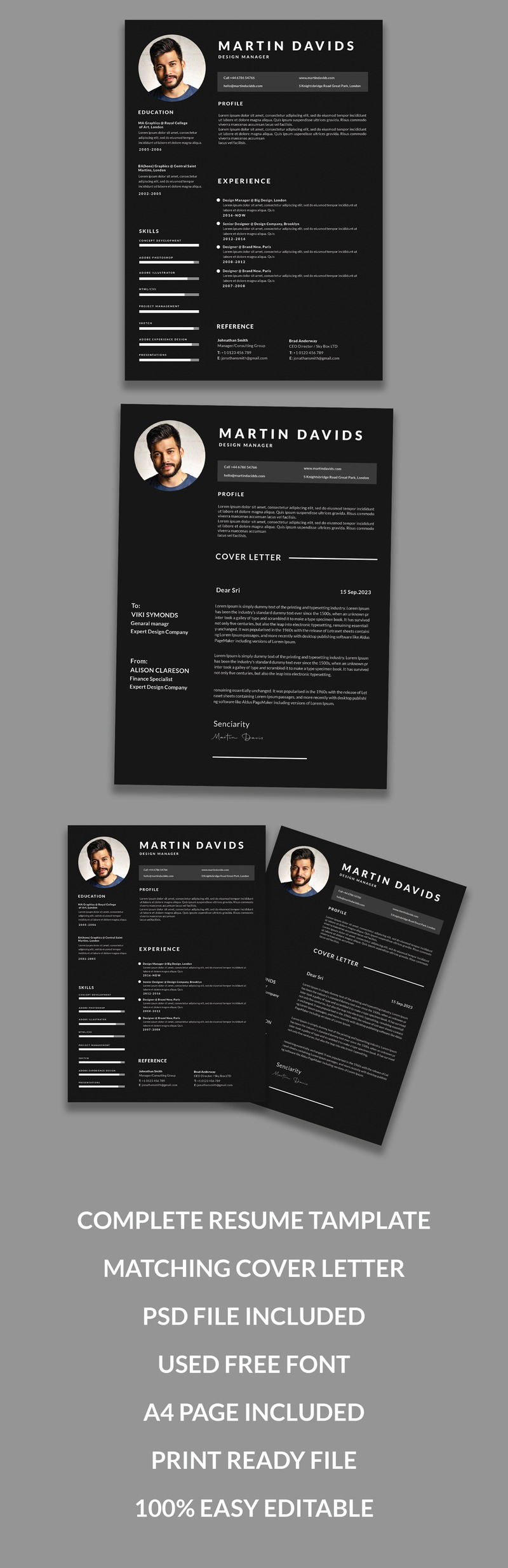 Modern resume/CV template design. PSD - TemplateMonster