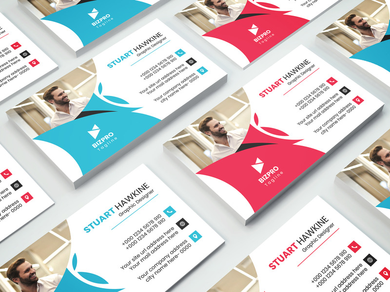 Corporate double-sided business card layout design.
