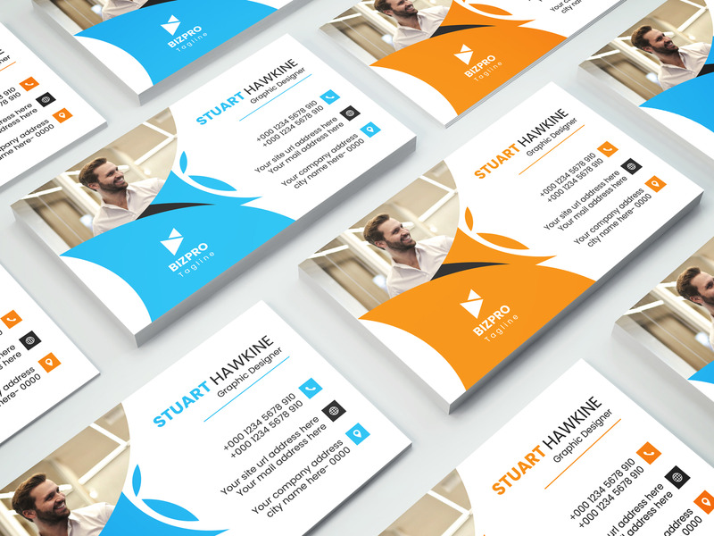 Corporate double-sided business card layout design.
