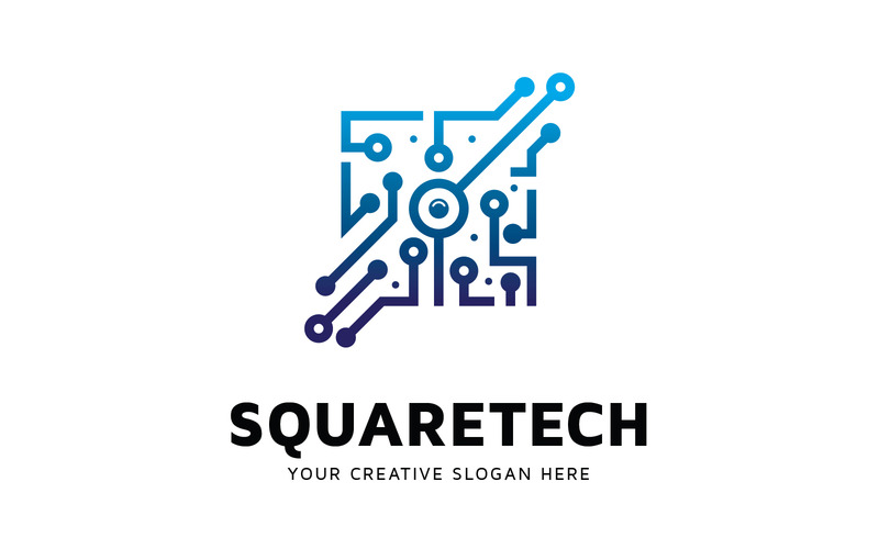 Square Tech Logo Design Template FREE - TemplateMonster
