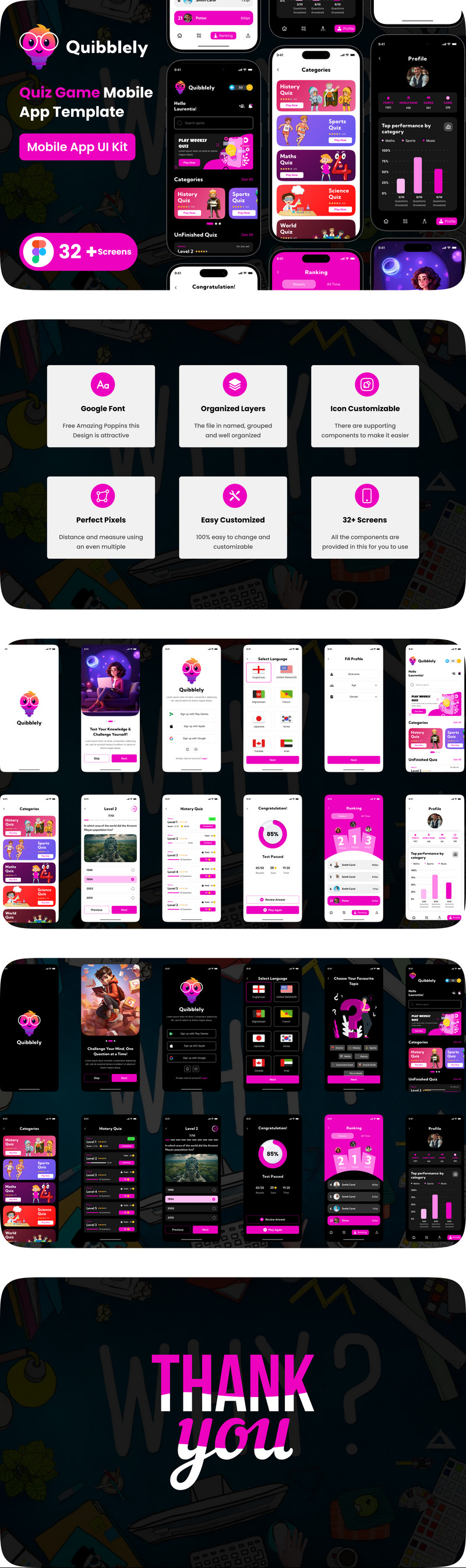 Quibblely Quiz Mobile App UI Template - TemplateMonster