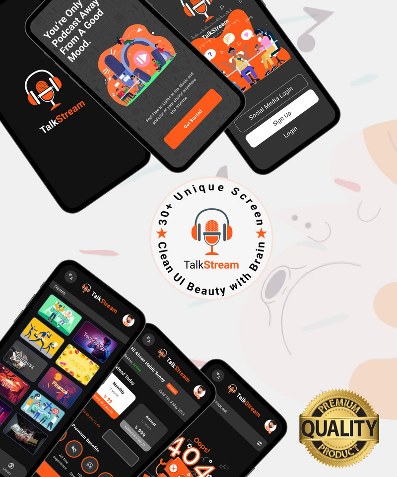 Talkstream Podcast App Ui Template Free Podcast