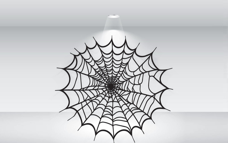 Black Spider Web Of Halloween Vector - TemplateMonster
