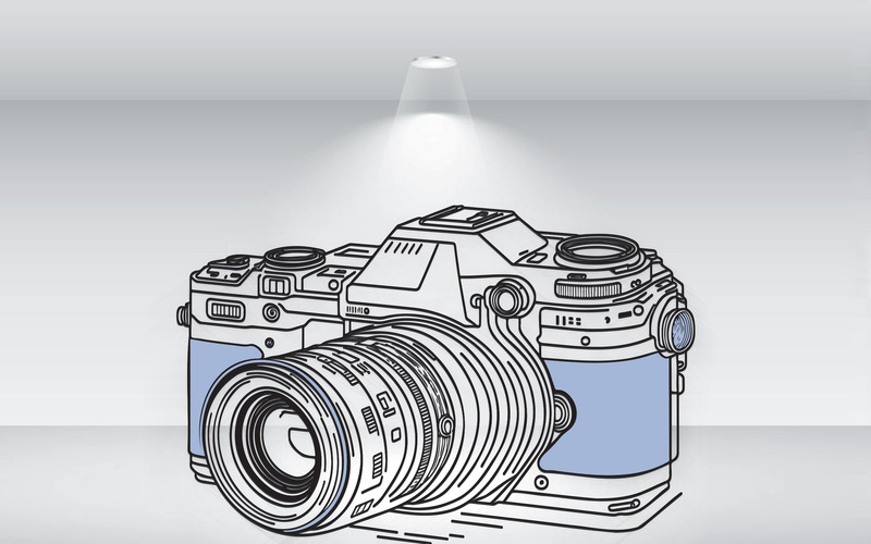 Camera Black Outline Illustration Vector - TemplateMonster