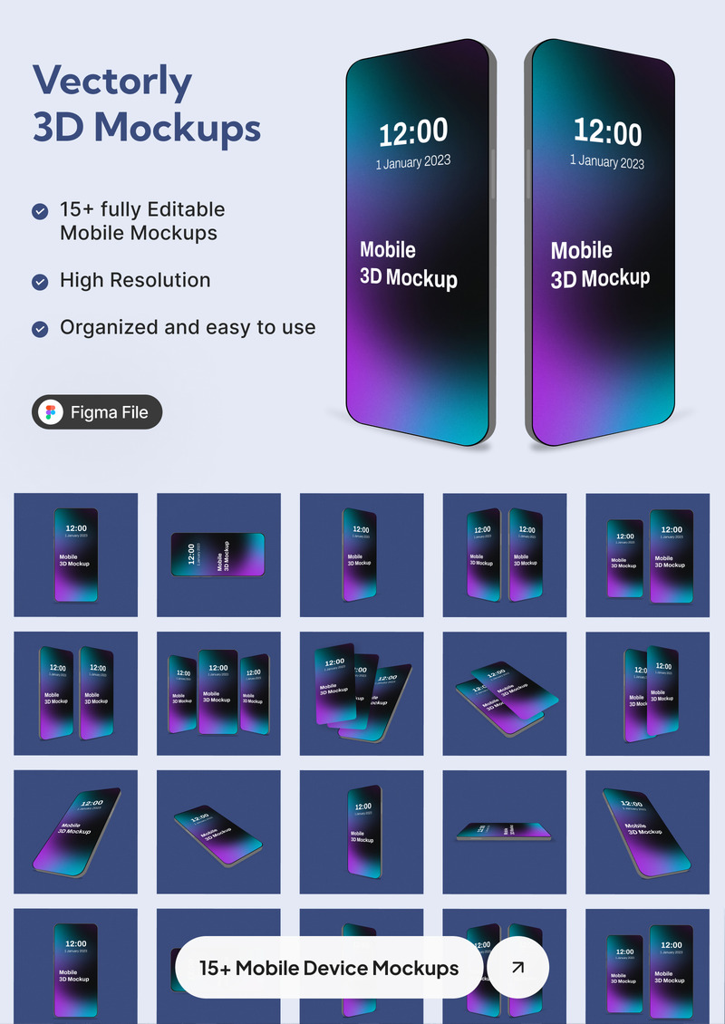 Vectorly High Quality Mobile Mockup Kit - TemplateMonster