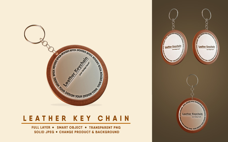 Leather Key Chain Mockup I Easy Editable - TemplateMonster
