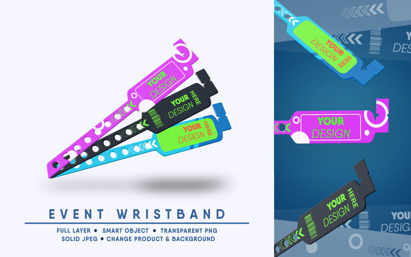 Event Wristband Mockup I Easy Editable - TemplateMonster