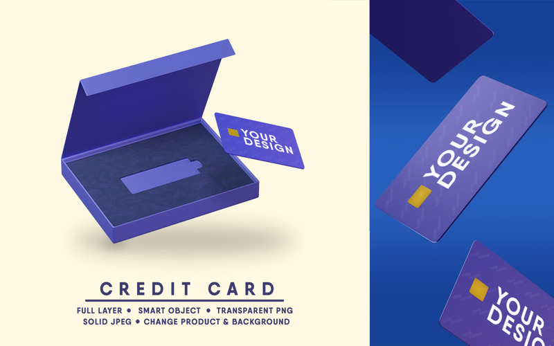 Credit Card Kit Mockup I Easy Editable - TemplateMonster