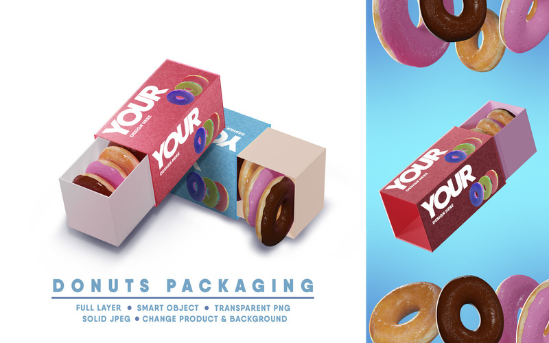 Donuts Packaging Mockup I Easy Editable - TemplateMonster