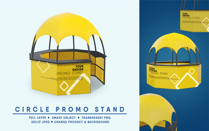 Circle Promo Stand Mockup I Easy Editable - TemplateMonster