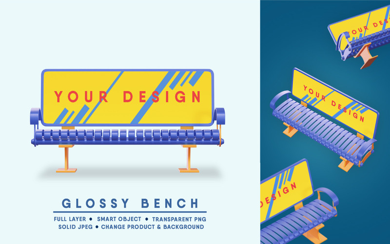 Glossy Bench Mockup I Easy Editable #400485 - TemplateMonster