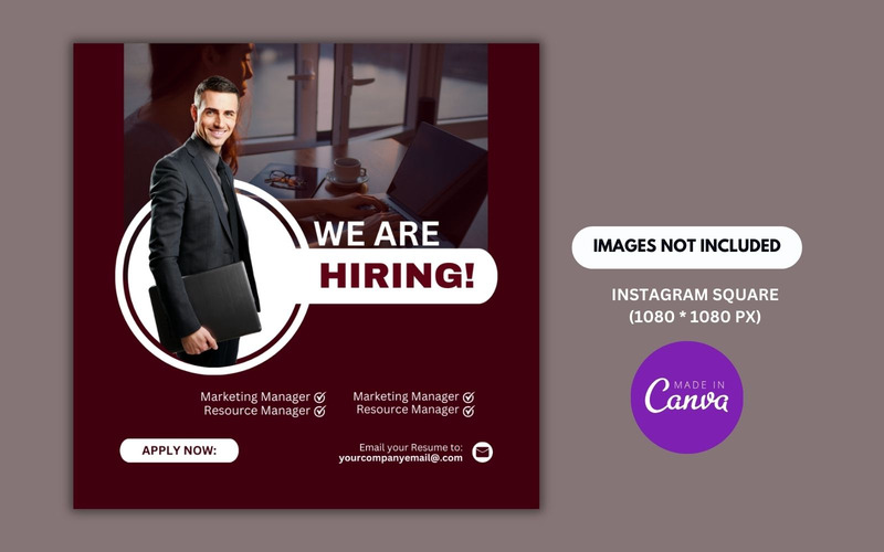 Hiring Employees Canva Design Template Post - TemplateMonster