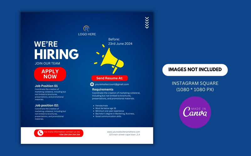 Hiring Employees Canva Design Template - TemplateMonster
