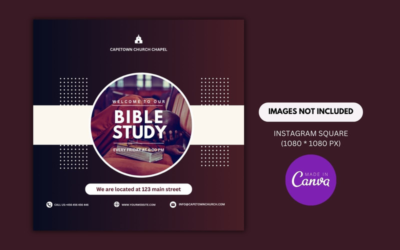 Free Friday Bible Study Fellowship Canva Design Template